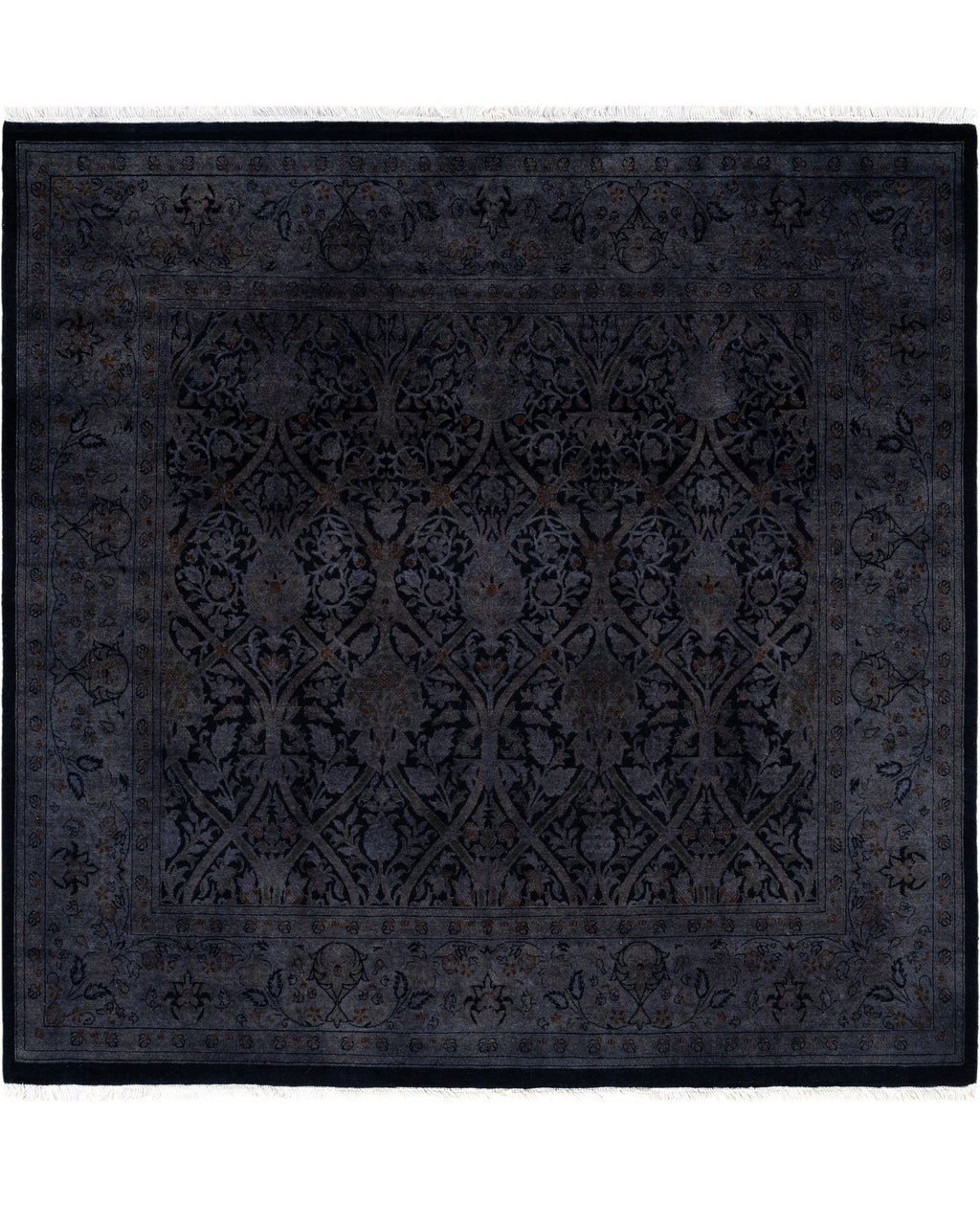 Contemporary Overdyed Wool Hand Knotted Black Round Area Rug 6' 2" x 6 ...